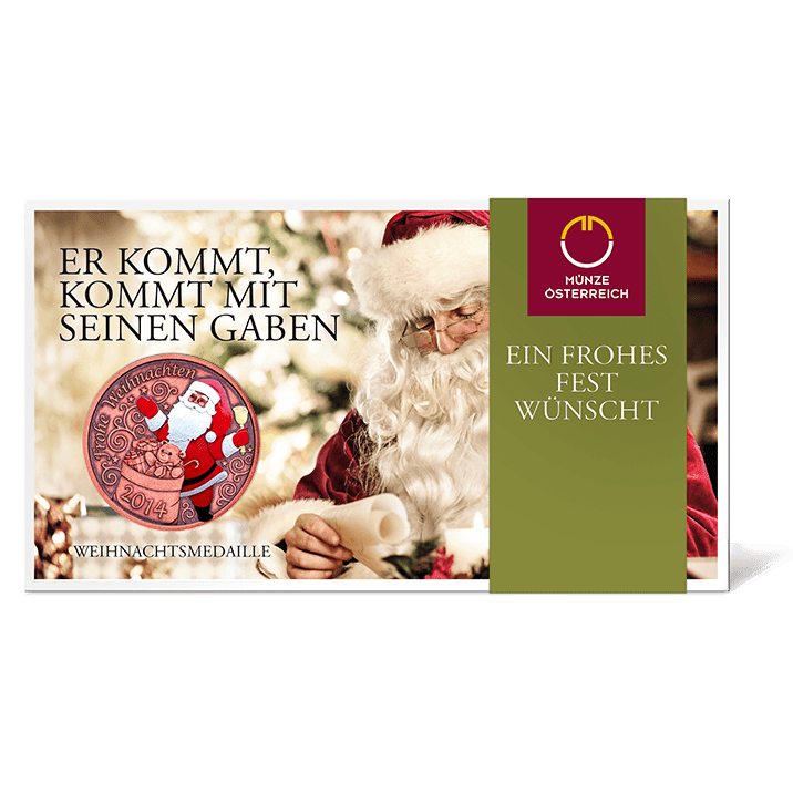 Retro - Copper Santa Claus Medal 2014 Diameter 40mm - blister packed